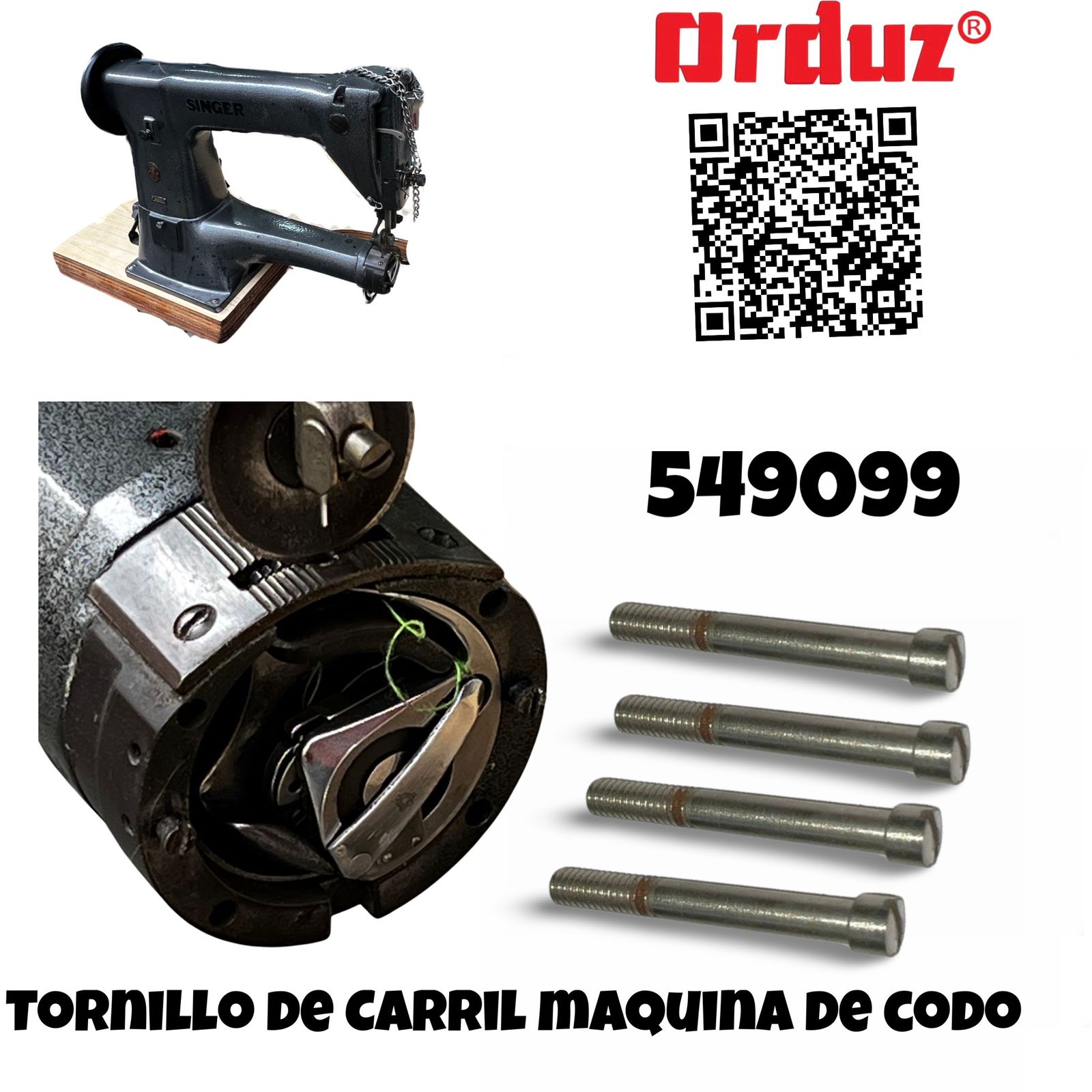 549099 TORNILLO CARRIL MAQUINA DE CODO SINGER 18U22 MAQUINA DE ...